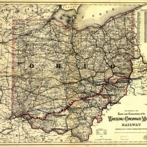 Map 1882 Map Showing the Route and Connections of the Wheeling - Etsy