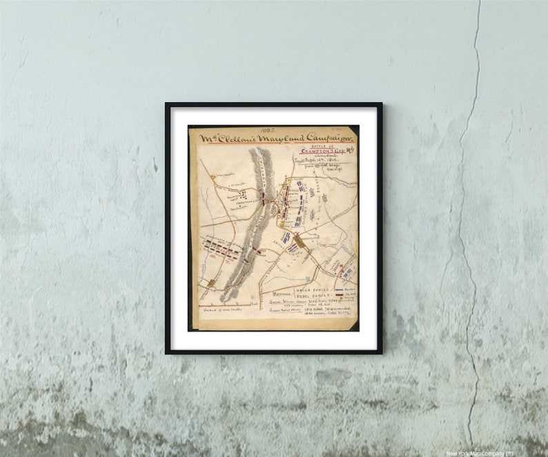 Map 1862 Map Battle of Crampton's Gap Maryland: Fought | Etsy