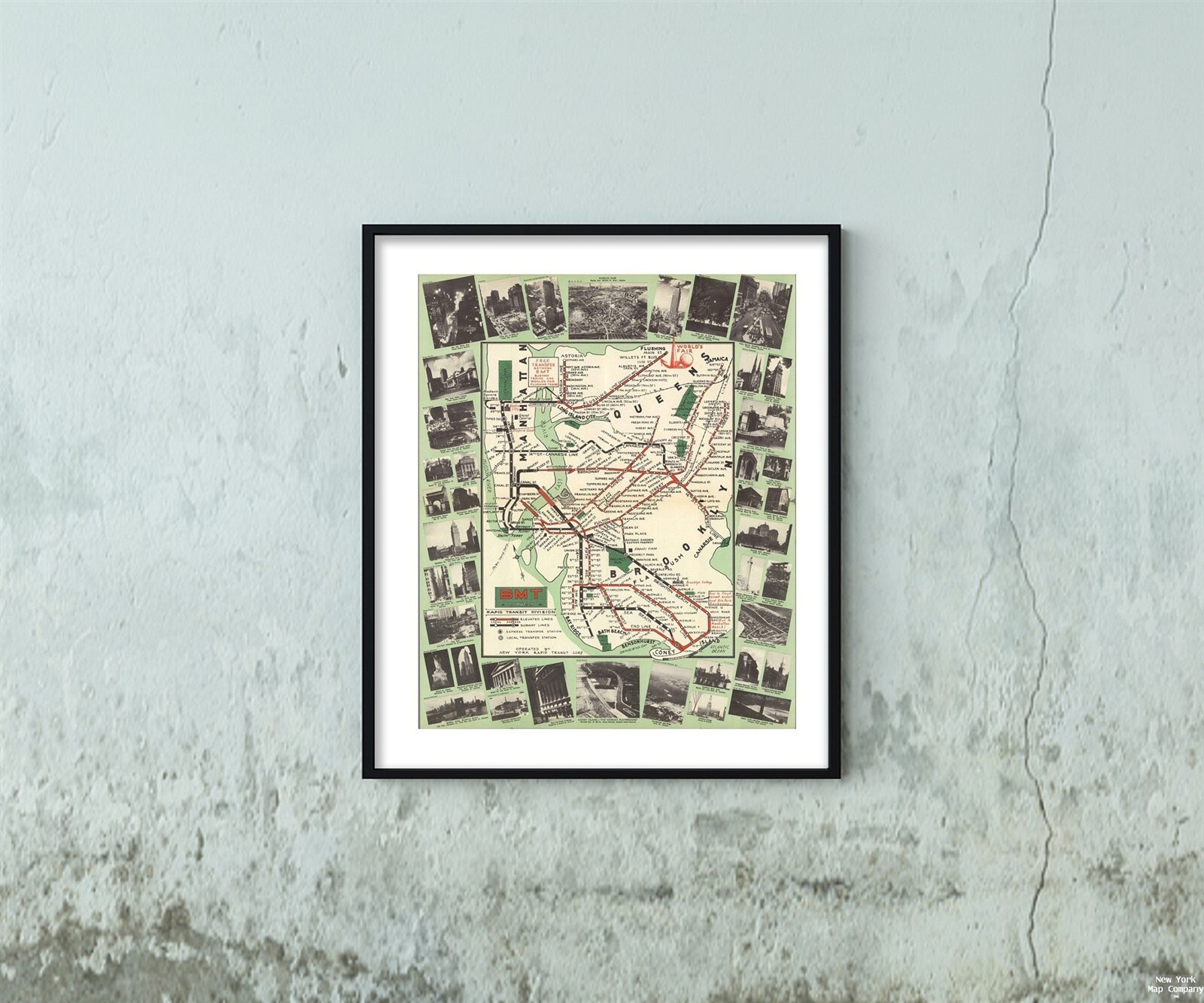 Map BMT Rapid Transit Lines: Travel Guide to World's Fair - Etsy
