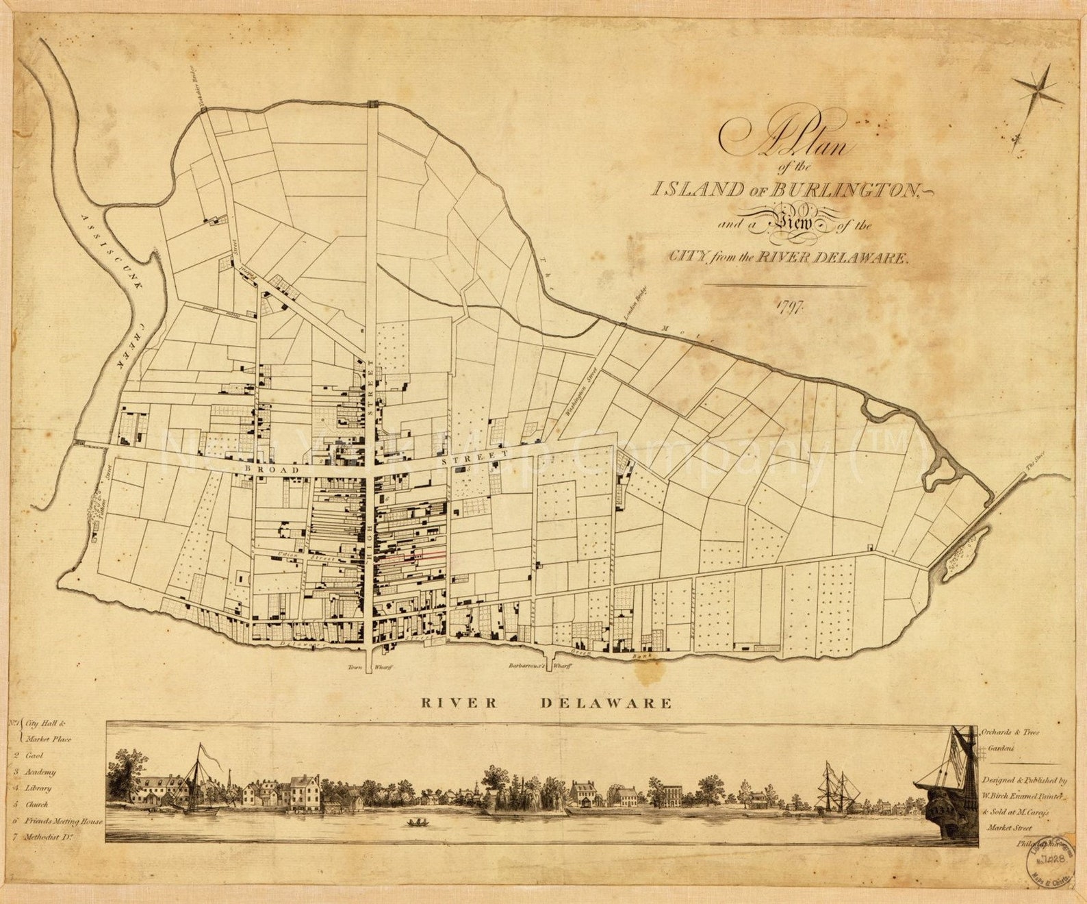 1797 Map of the Island of Burlington: and a View of the City - Etsy