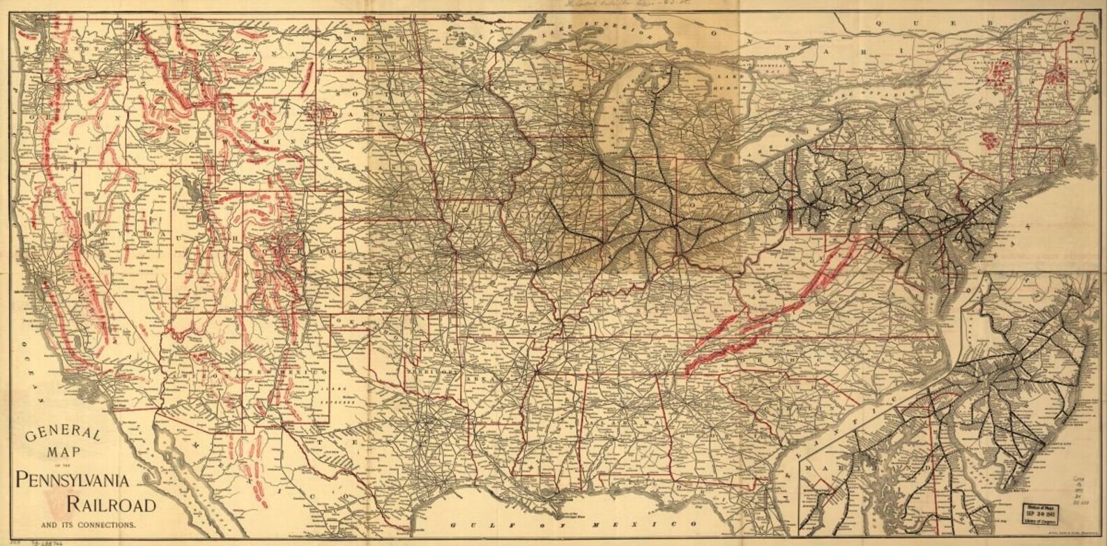 Map 1893 Map General Map of the Pennsylvania Railroad and Its | Etsy