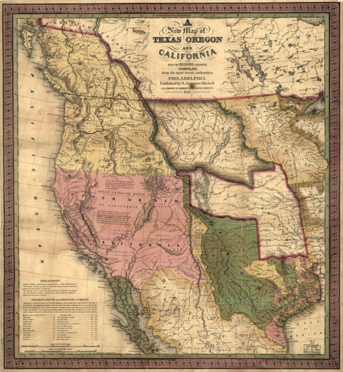 Map 1846 Map A New Map of Texas Oregon and California. - Etsy