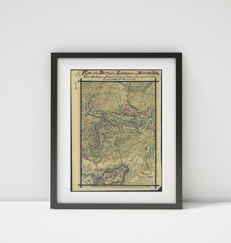 Map 1862 Map of the Battle of Glendale and White Oak Swamp - Etsy