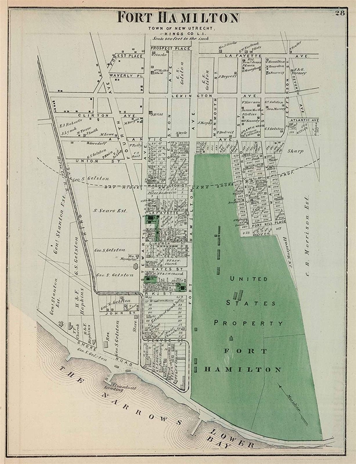Map: Fort Hamilton Town of New Utrecht Kings Co. L.I. - Etsy