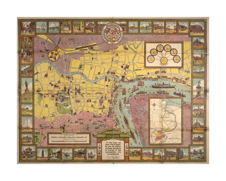Map: 1935 Map China Shanghai Illustrated Historical of - Etsy