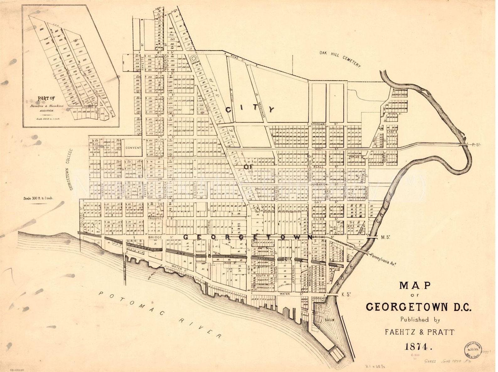Map 1874 Map of Georgetown D.C District of Columbia | Etsy