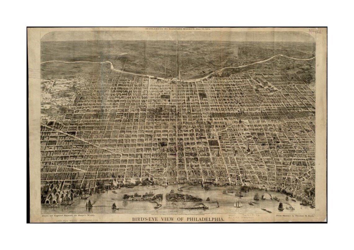Map 1872 Map Pennsylvania Philadelphia Philadelphia - Etsy