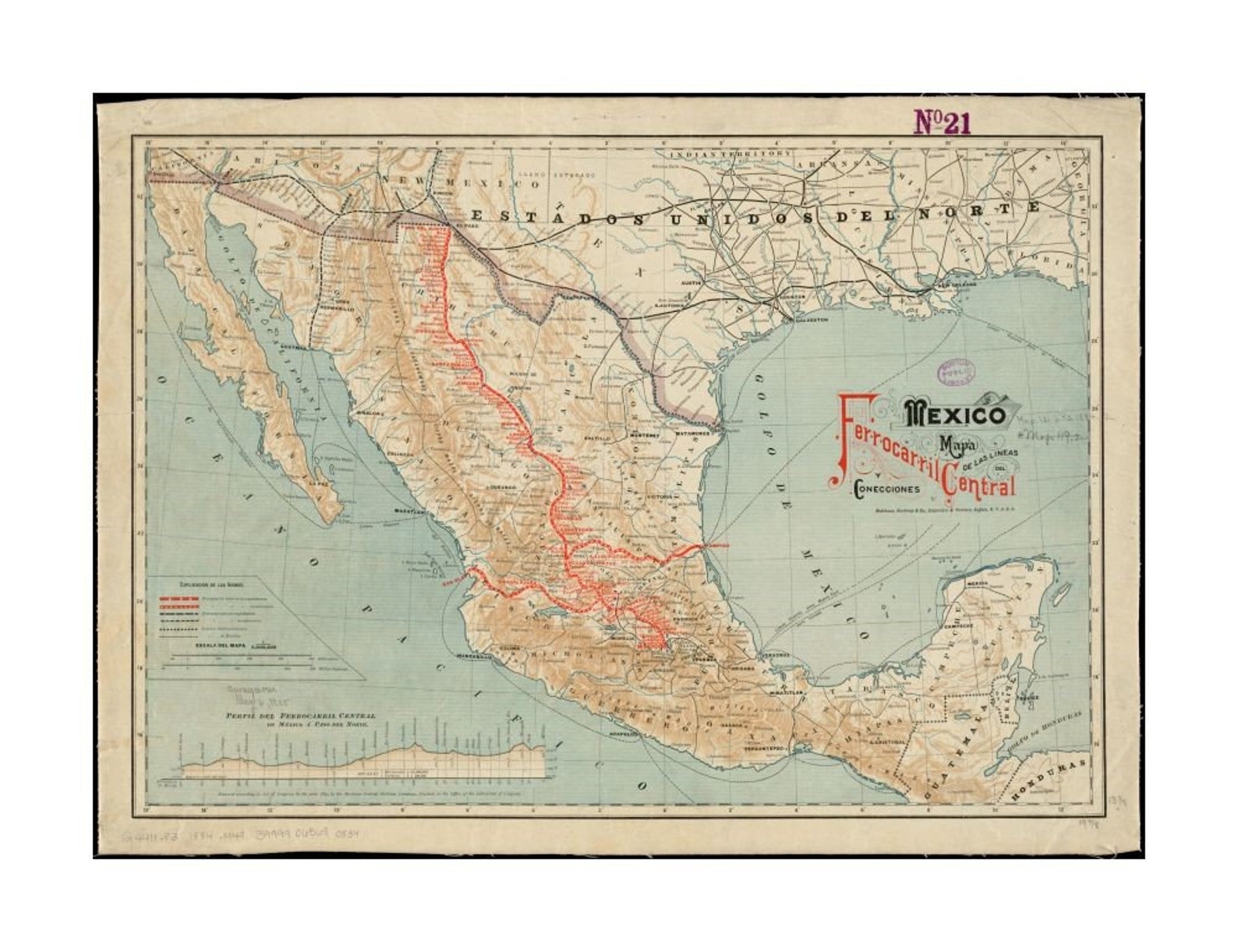 Map 1884 Map Mexico Mexico Mapa De Las Lineas Del Ferrocarril - Etsy