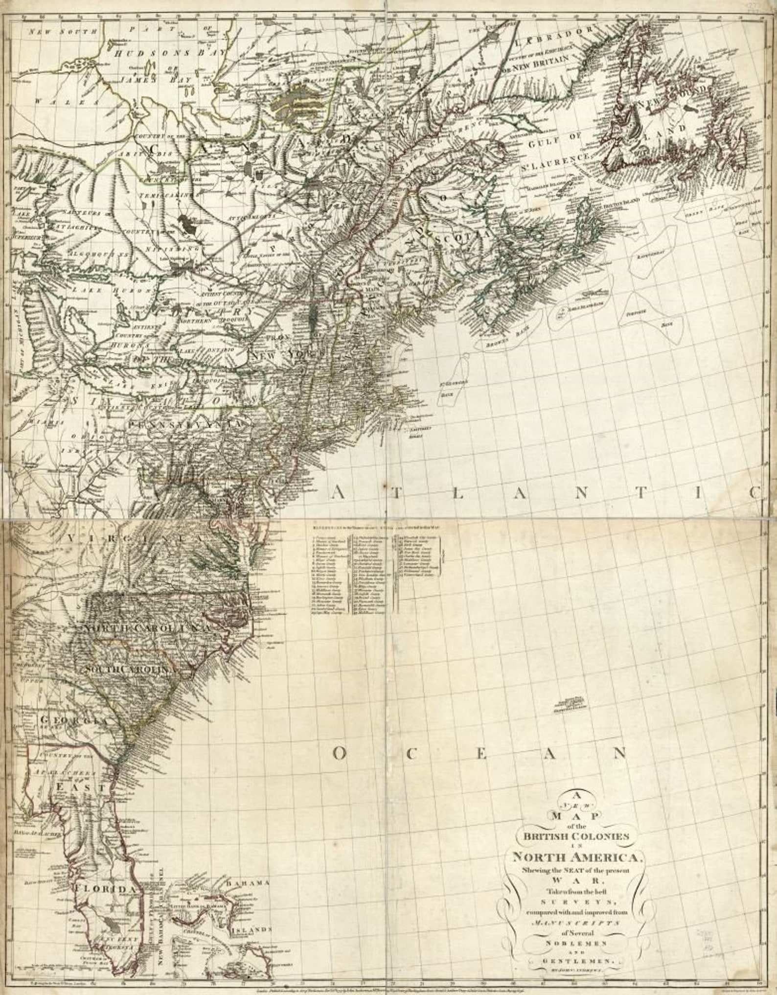 1777 Map A New Map of the British Colonies in North America - Etsy