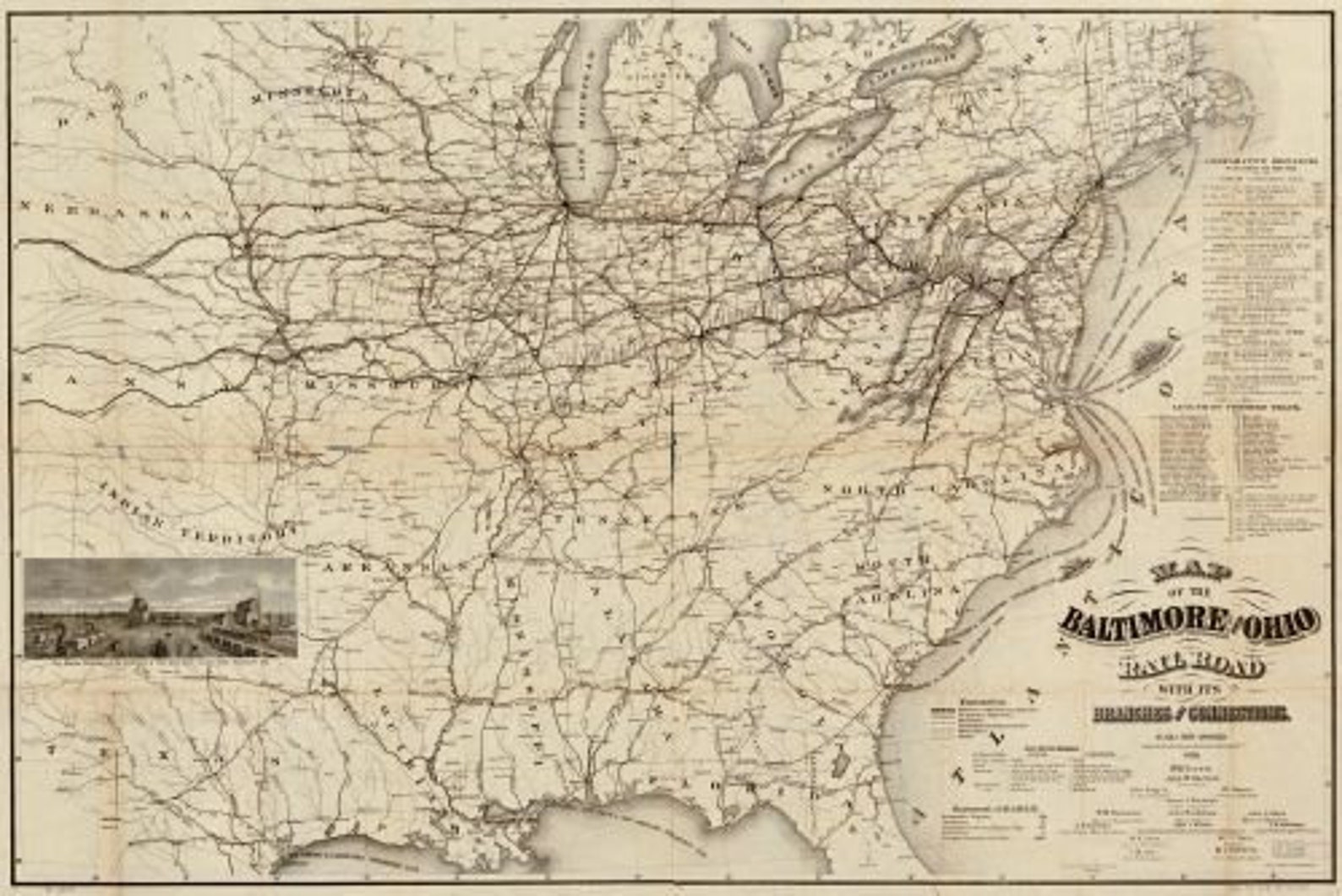 Map: Map of the Baltimore and Ohio Rail Road with its branches | Etsy