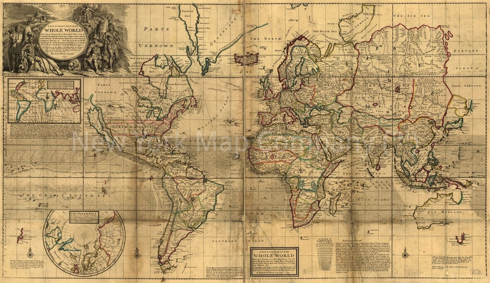 1719 Map A New and Correct Map of the Whole World. Map - Etsy