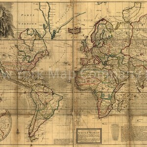 1719 Map A New and Correct Map of the Whole World. Map - Etsy