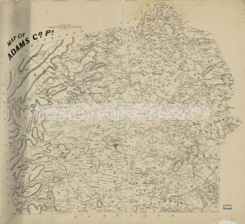 Map 1858 Map of Adams Co. Pa Adams County Adams County Pa | Etsy