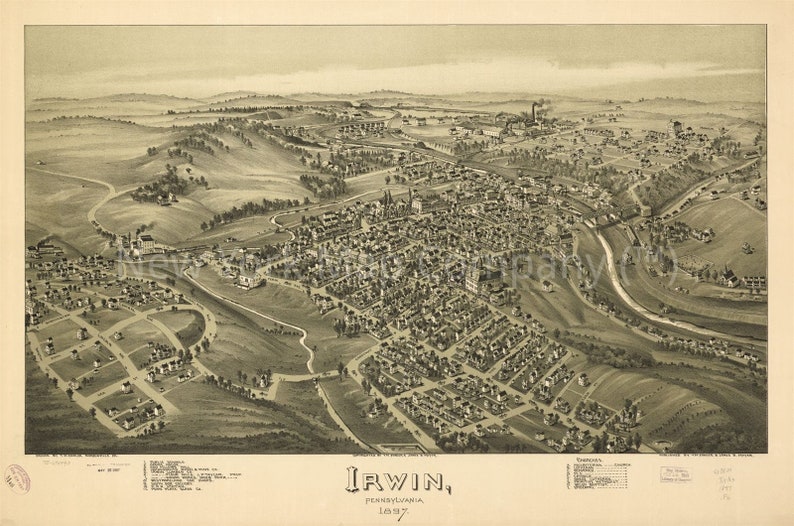 Map 1897 Map Irwin Pennsylvania 1897. Map Subjects: Irwin - Etsy