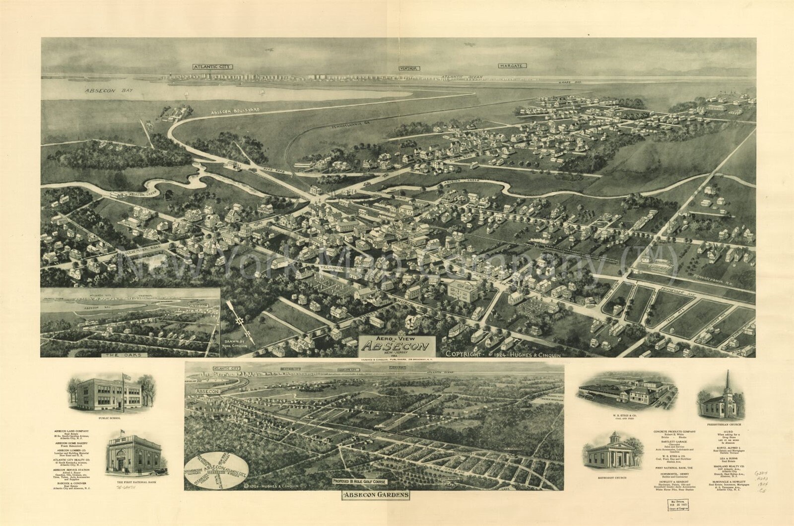 Map 1924 Map Aero-view of Absecon New Jersey 1924. Map - Etsy