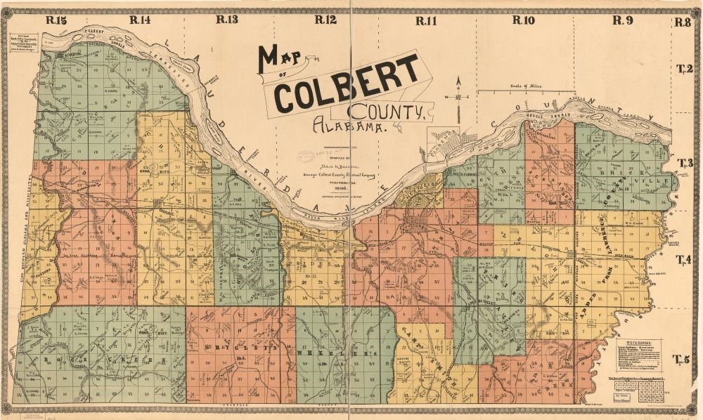 Map 1896 Map of Colbert County Alabama the Part of Colbert - Etsy