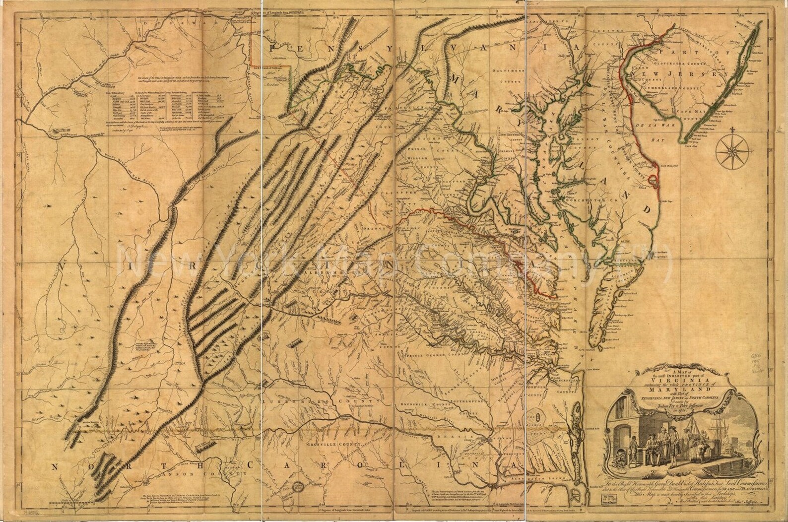 1755 Map A Map of the Most Inhabited Part of Virginia | Etsy