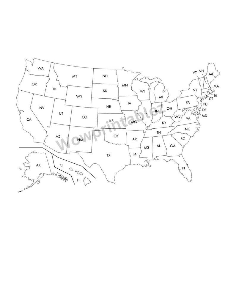 Map of Use / Printable Map/ Pdf Downloads / USA Map - Etsy