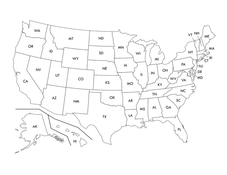 Map of Use / Printable Map/ Pdf Downloads / USA Map - Etsy