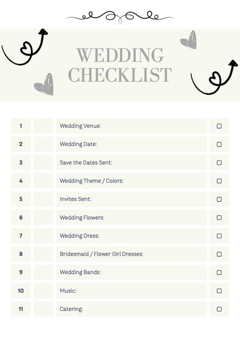Check List / Wedding Check List / Wedding Planner - Etsy