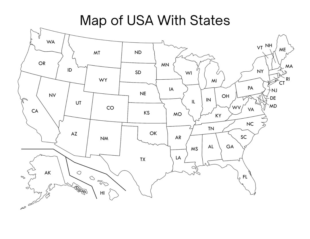 Map of Use / Printable Map/ Pdf Downloads / USA Map - Etsy