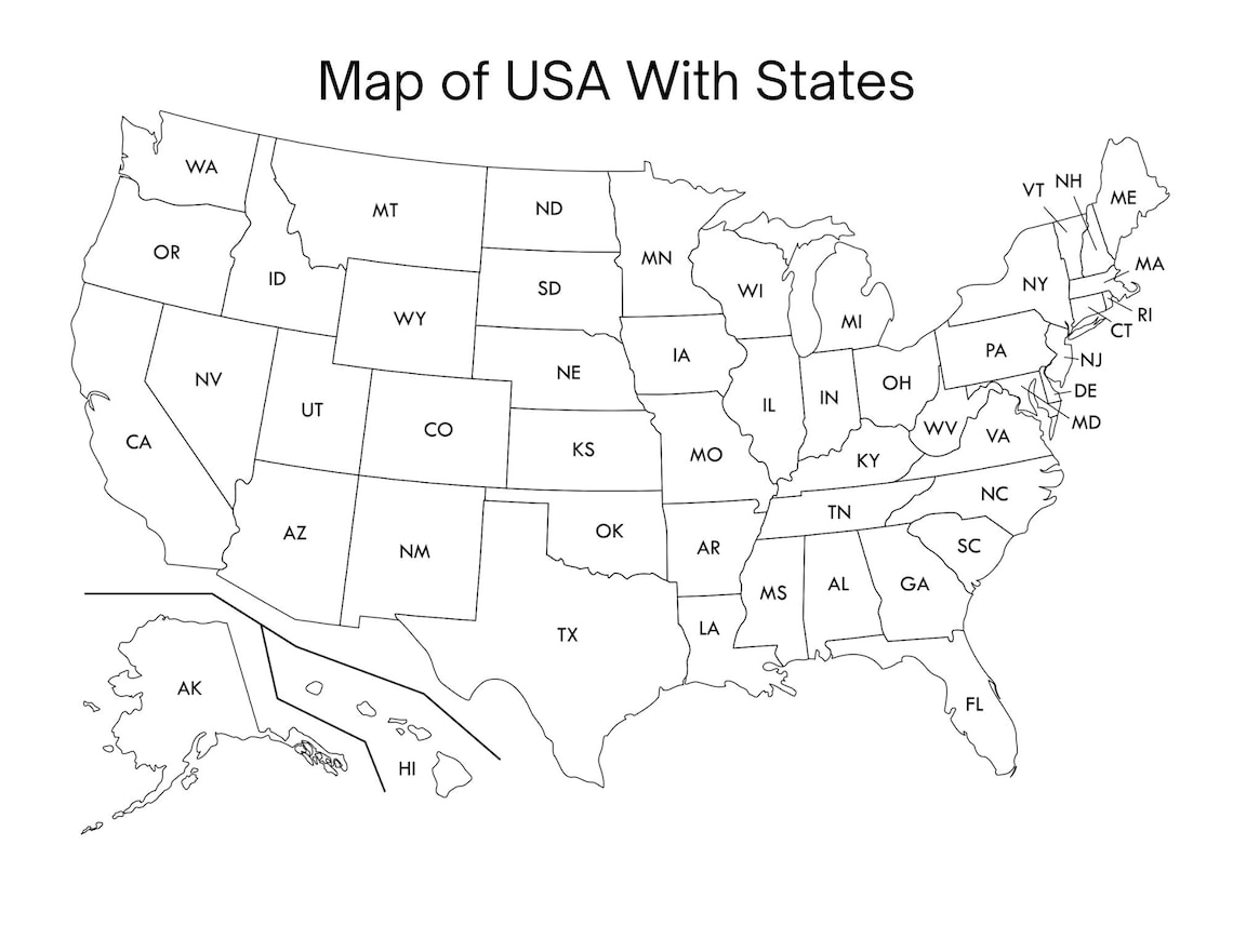 Map of Use / Printable Map/ Pdf Downloads / USA Map - Etsy