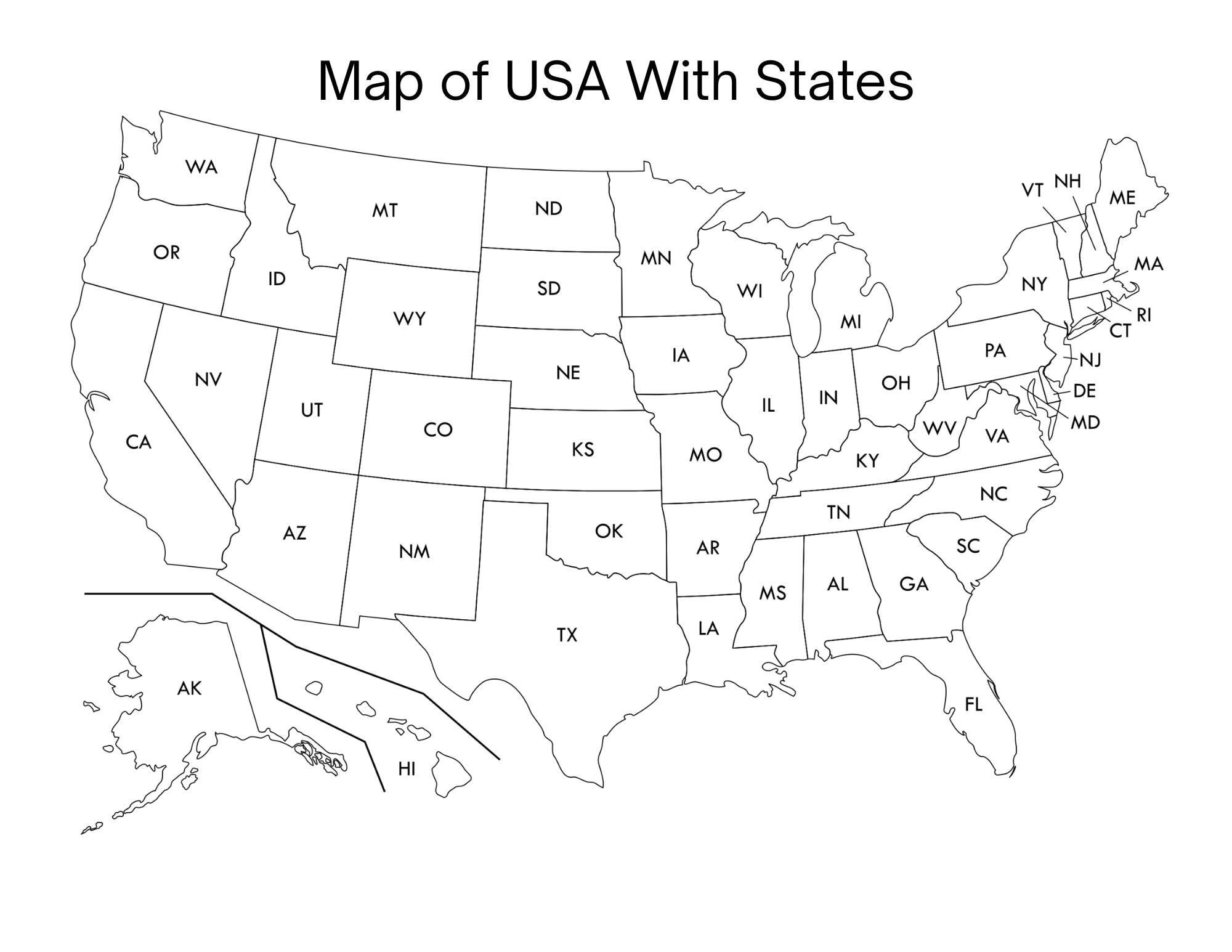 Map of Use / Printable Map/ Pdf Downloads / USA Map - Etsy