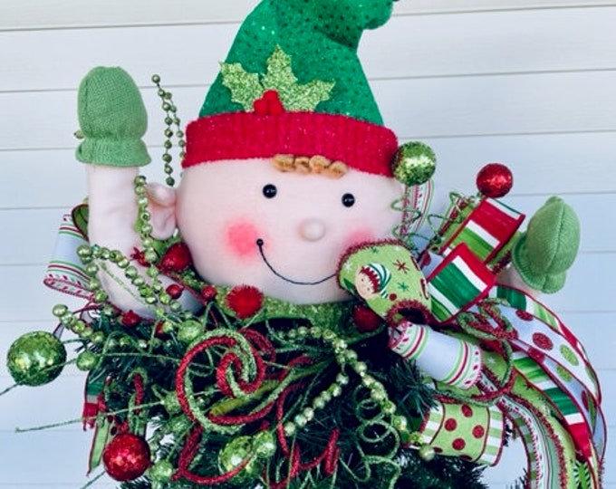Whimsical Elf Christmas Tree Topper, Christmas Elf Table Decor, Winter ...