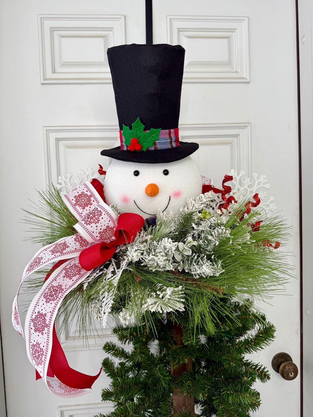 Whimsical Snowman Christmas Tree Topper, Christmas Table Decor - Etsy