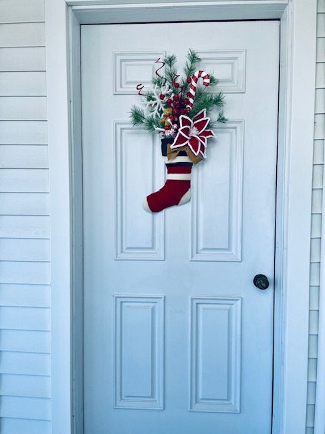 Front Door Christmas Stocking Door Hanger, Christmas Porch Decor ...