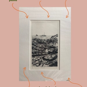 Mounted Art Print - Limited Edition Rockpools Collagraph - Ready to ...