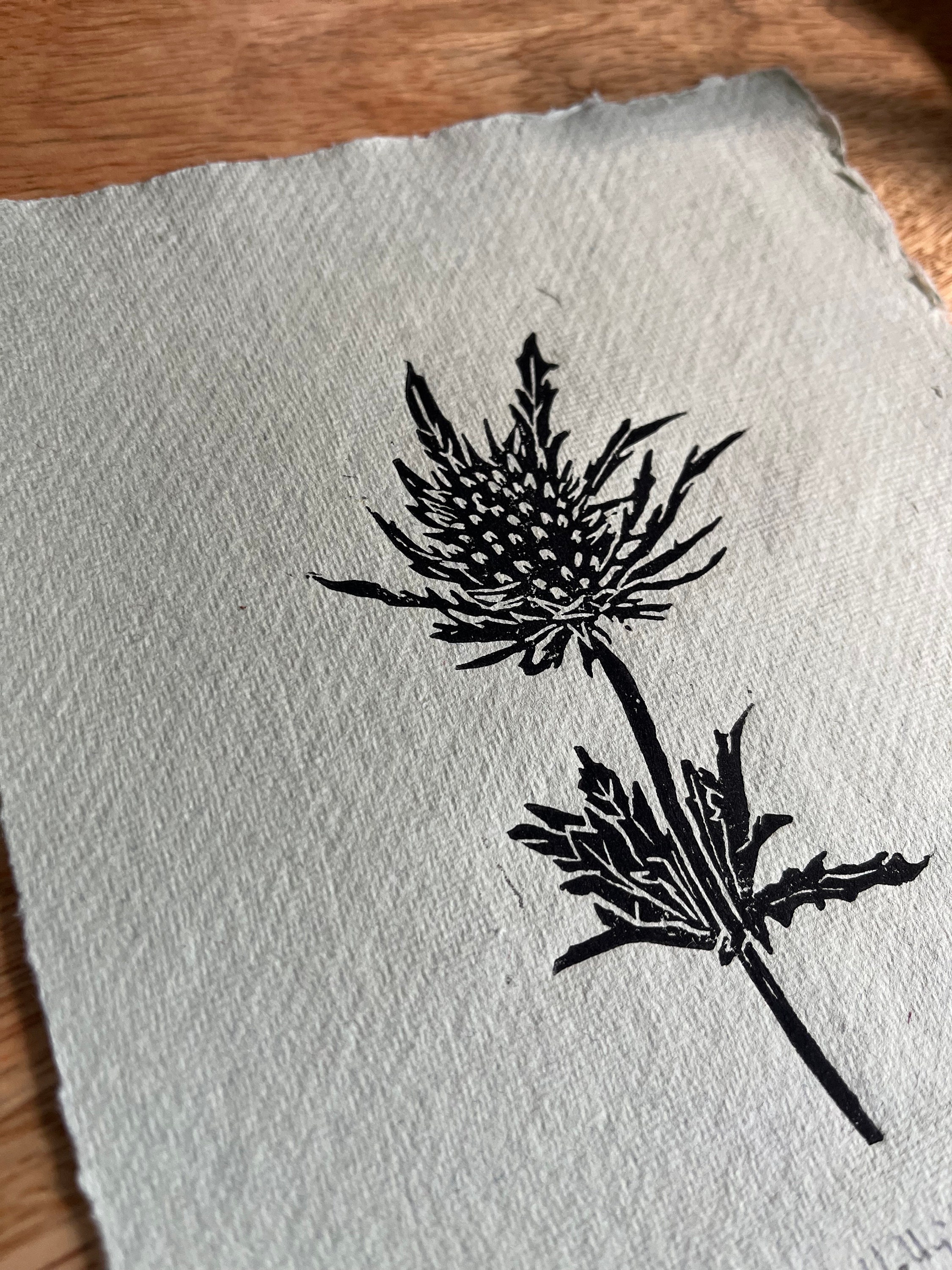 Original Lino Print Limited Edition Thistle Linocut Botanical Wall Art ...