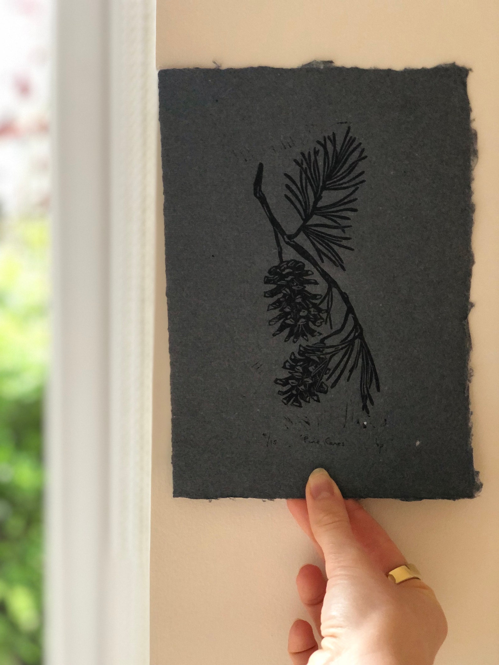 Original Lino Print Limited Edition Pine Cone Linocut Tree Wall Art ...