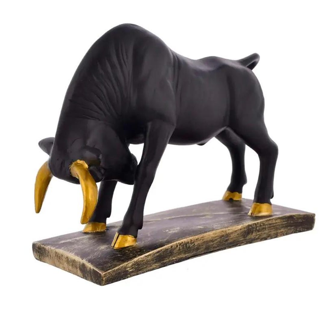 Antique Geometric Statue Bull, Fighting Bull Sculpture Fine Office ...