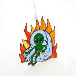 Alien Window Hanging/stained Glass Alien Decor/personality - Etsy