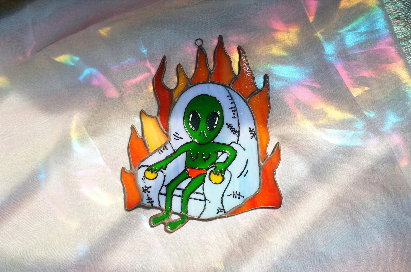 Alien Window Hanging/stained Glass Alien Decor/personality - Etsy