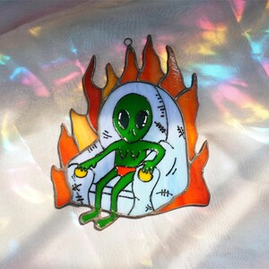 Alien window hanging/stained glass Alien decor/personality | Etsy
