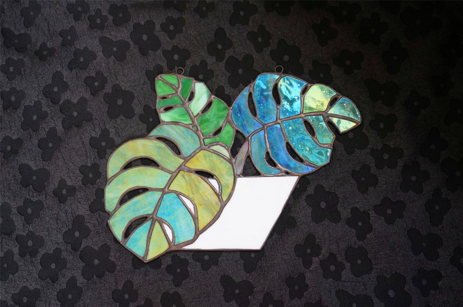 Monstera Plant Stained Glass Window Hanging/monstera Wall Decor ...