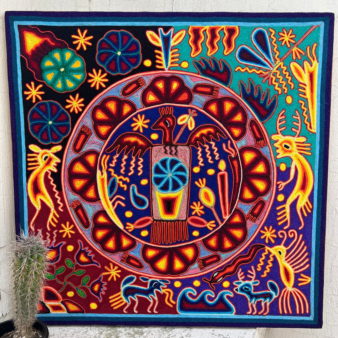 HUICHOL YARN PAINT. Mexican Huichol Art Painting to Wall - Etsy