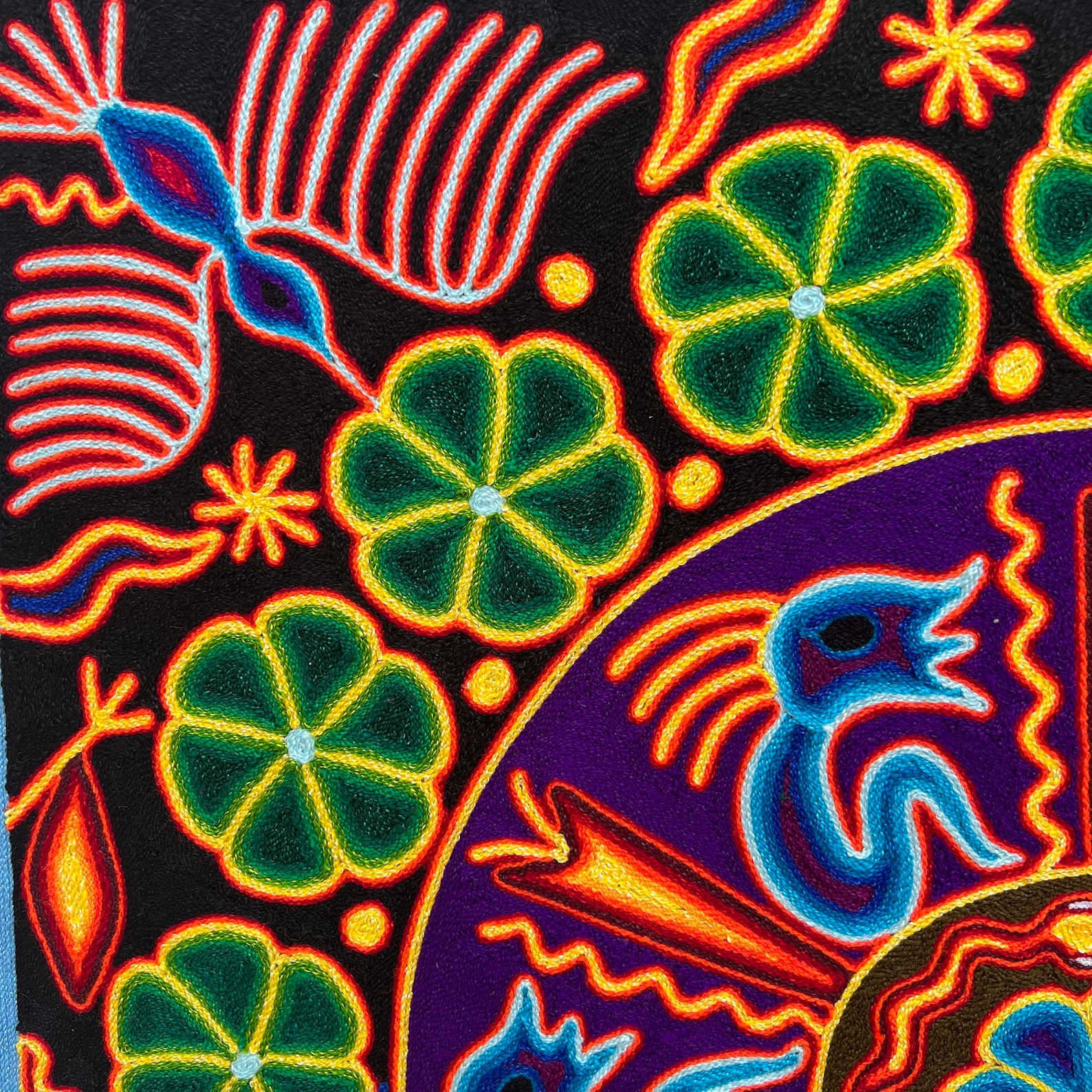 HUICHOL Mexican Yarn PAINTING for Wall of PEYOTE. Mexican Art - Etsy
