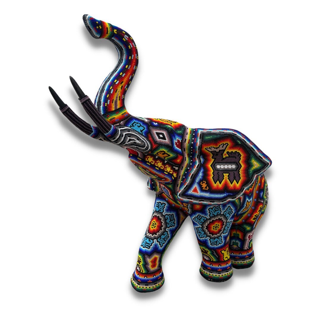 ELEPHANT With HUICHOL ART, Mexican Art, Huichol Esculpture, Mexican ...