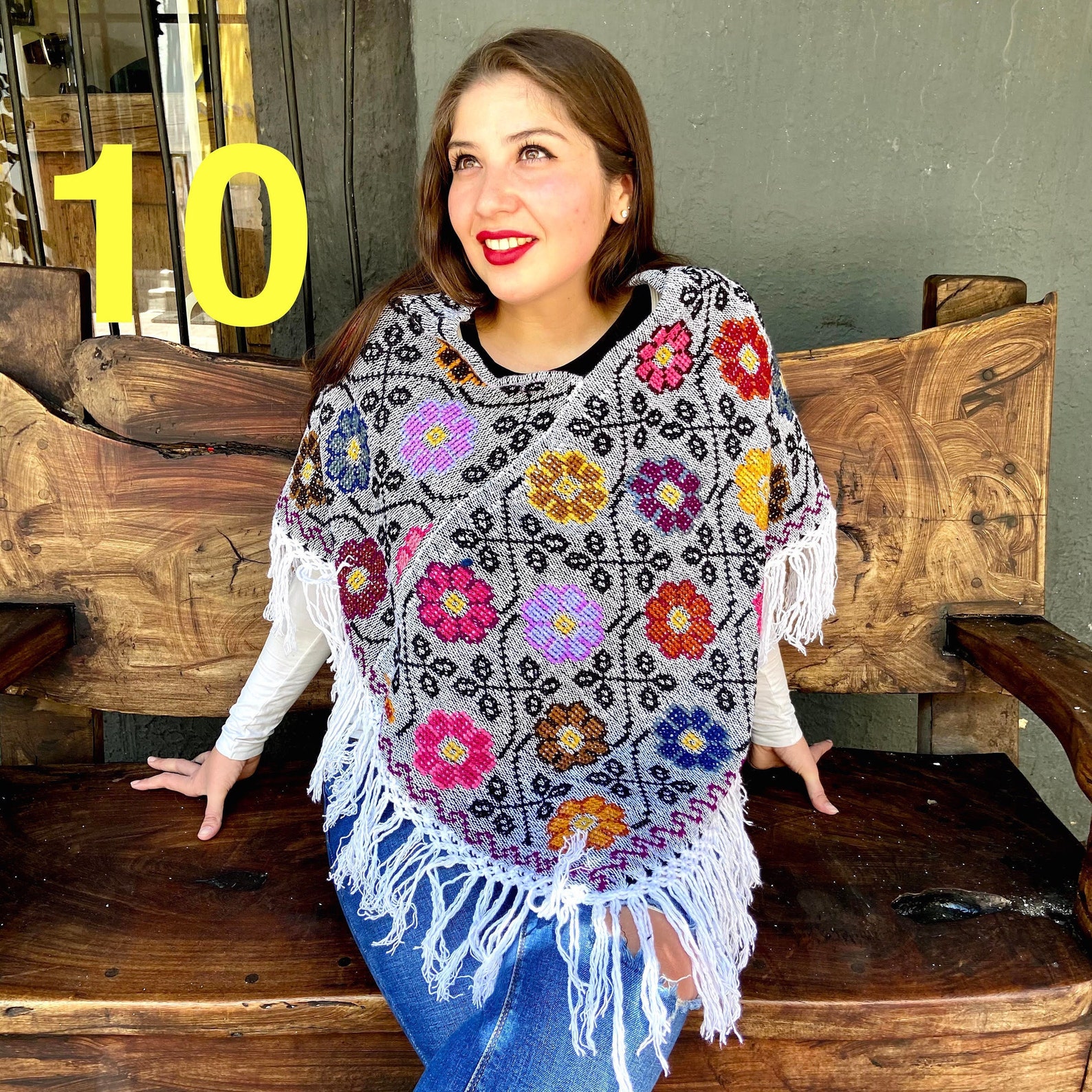 EMBROIDERED MEXICAN REBOZO. Fashion Poncho. Lightweight Mexican Shawl ...