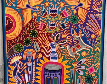 HUICHOL Mexican ART Yarn PAINT. Mexican Huichol Art Picture to Wall ...