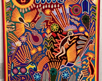HUICHOL Art PAINT to Wall Decoration. Huichol Mexican Yarn Paint ...
