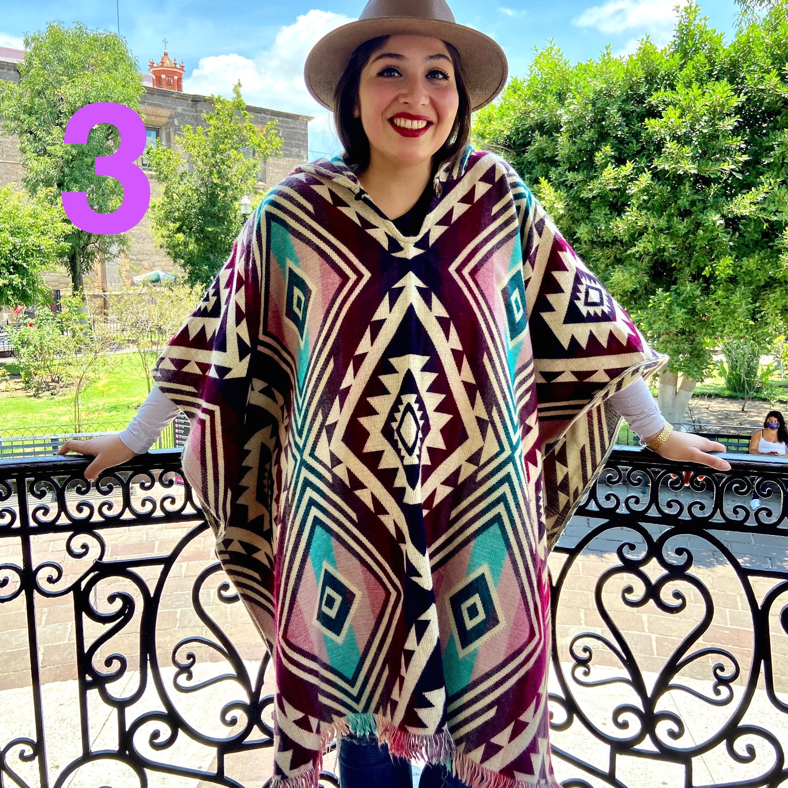 Unisex Poncho With Hood Mexican Tribal Style One Size | Etsy