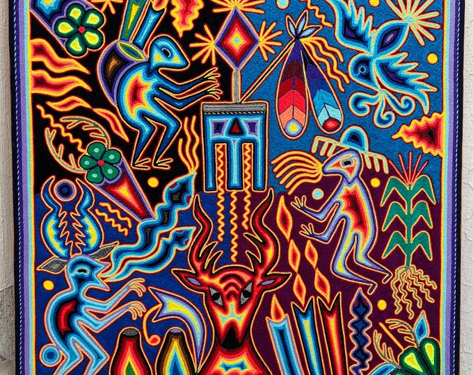HUICHOL Art Picture to Wall DECORATION. Huichol Mexican Yarn Paint ...