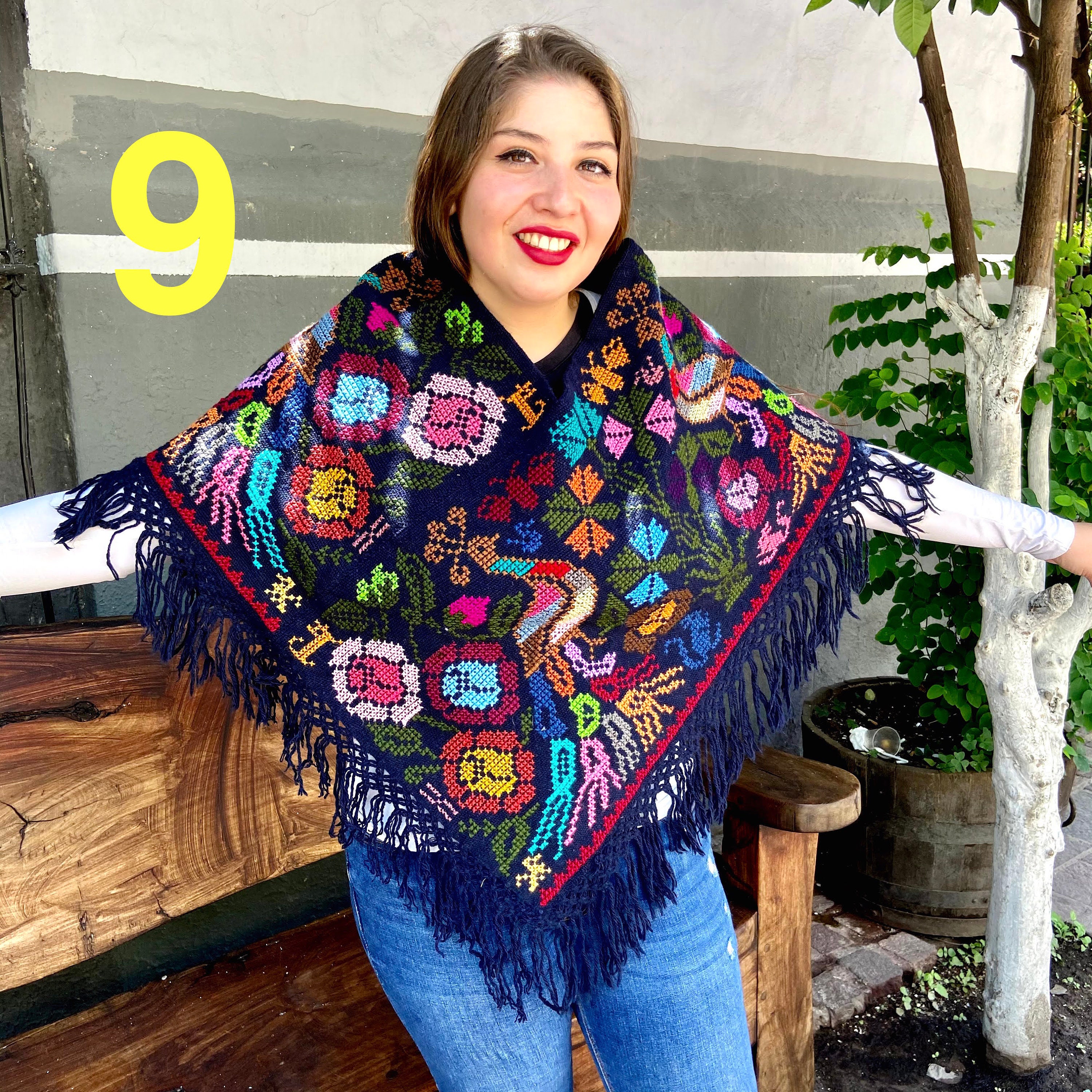 EMBROIDERED MEXICAN REBOZO. Fashion Poncho. Lightweight Mexican Shawl ...