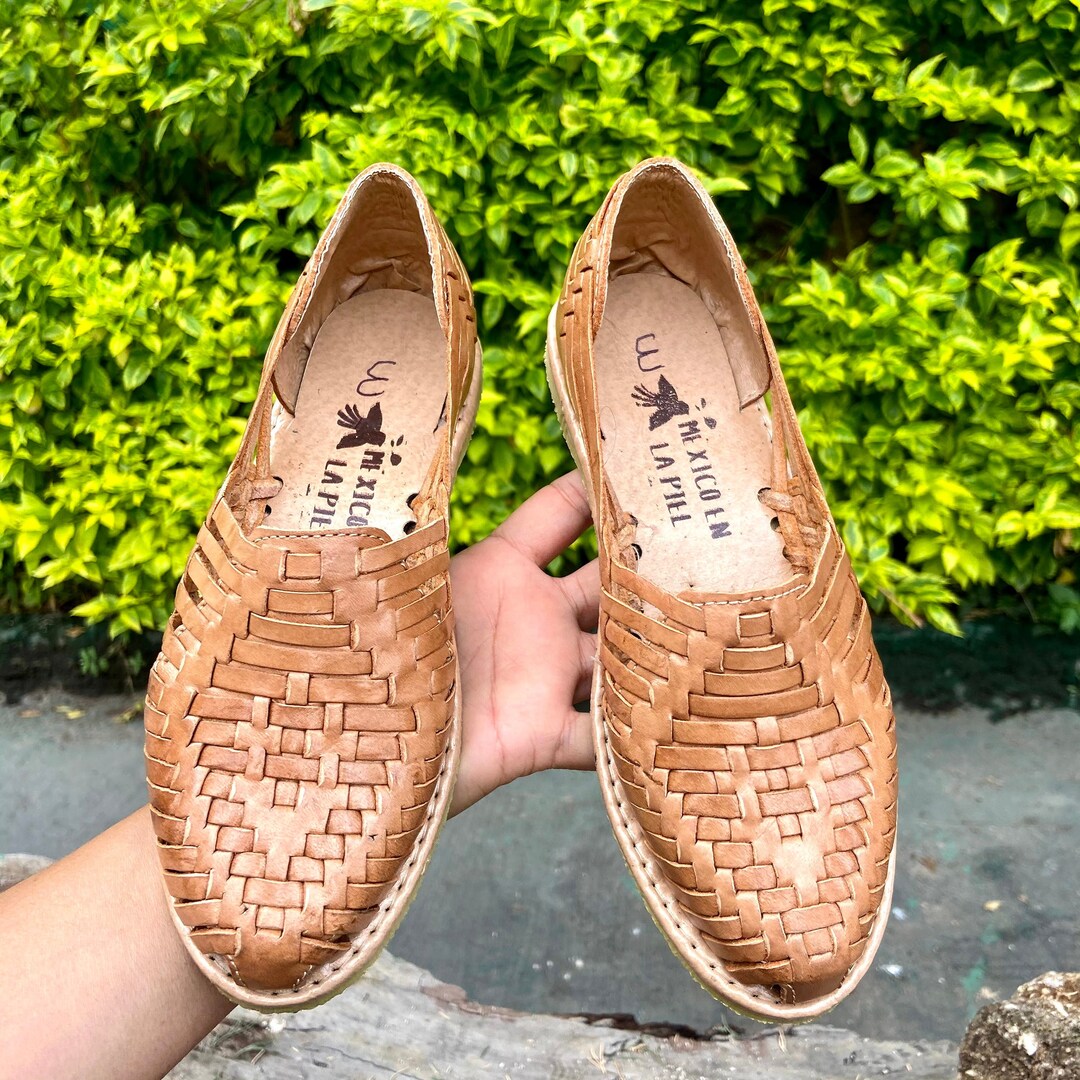 Sandalias de Piel color Nogal. Huarache Artesanal Mexicano. Zapatos de ...
