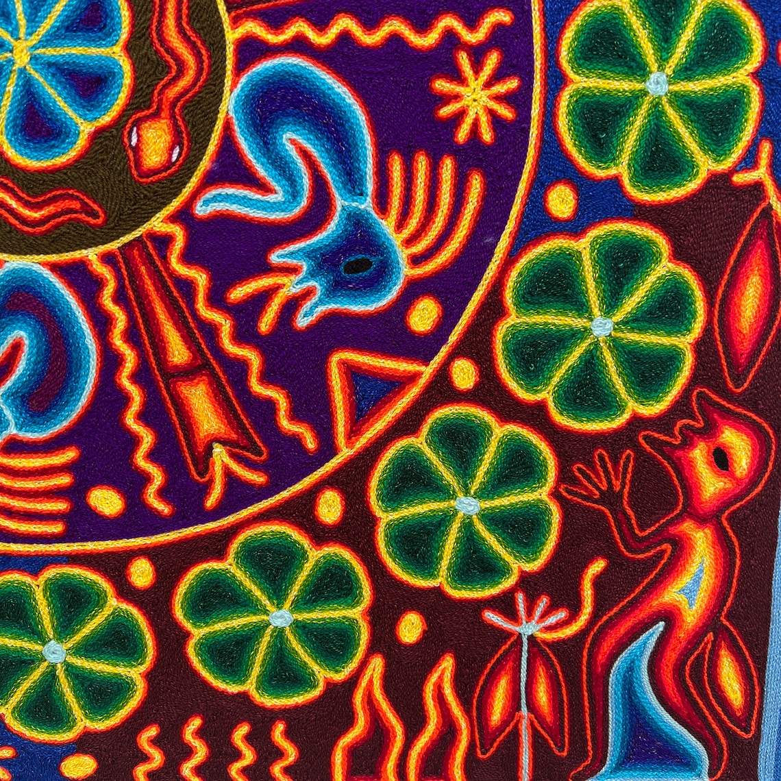 HUICHOL Mexican Yarn PAINTING for Wall of PEYOTE. Mexican Art - Etsy