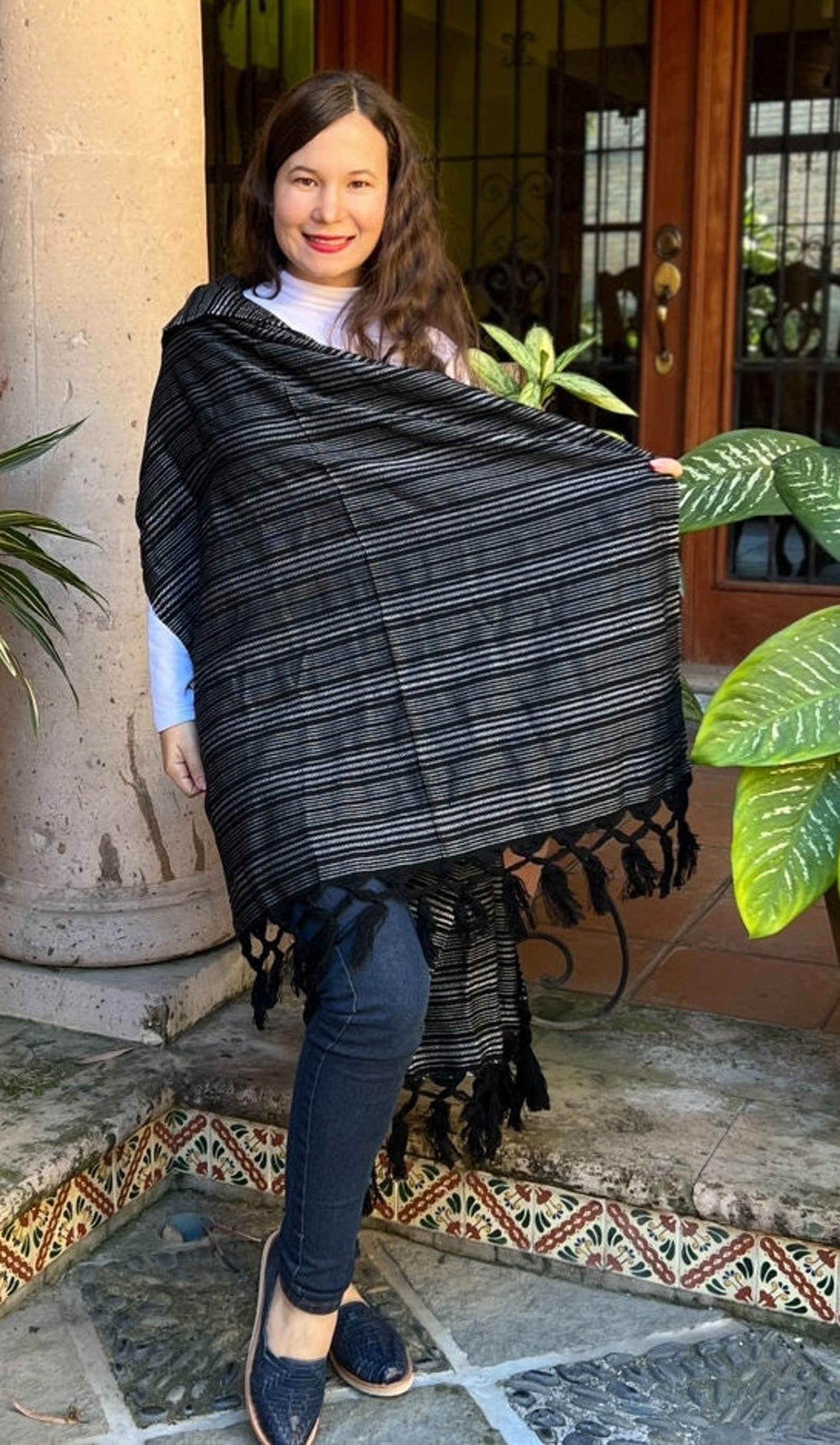 Soft Embroidered Mexican Shawl, Mexican Shawl, Mexican Gifts, Cotton ...